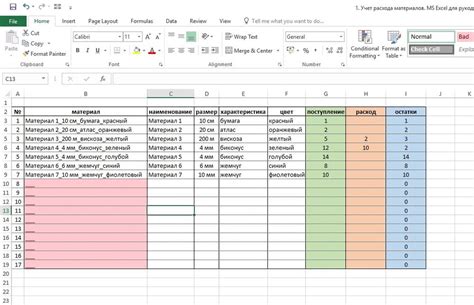 Готовая таблица Excel для учета товара