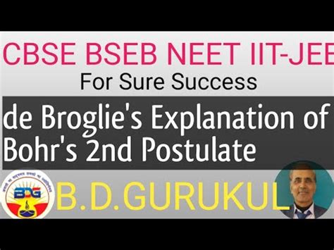De Broglie Explanation Of Bohr S Second Postulate Of Quantisation Class
