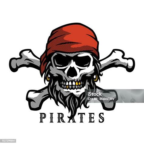 해 적 해골 빈티지 스타일입니다 해골 머리와 뼈를 교차입니다 벡터 일러스트 레이 션 엠 블 럼 로고입니다 개념에 대한 스톡 벡터 아트 및 기타 이미지 Istock