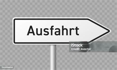 독일어도로 표지판 Ausfahrt 또는 출구 방향 화살표 벡터도로 표지판 템플릿 간판에 대한 스톡 벡터 아트 및 기타 이미지