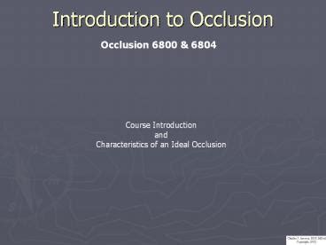 Introduction To Occlusion Presentation Free To View