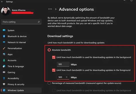 Limit Absolute Bandwidth That Can Be Used To Download Windows Updates