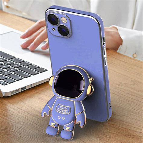 Luxury Astronaut Fold Standing Holder Phone Case For Iphone 15 14 11 12