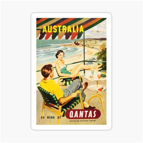 Qantas Australia Travel Poster Sticker For Sale By Loveoftravel Redbubble