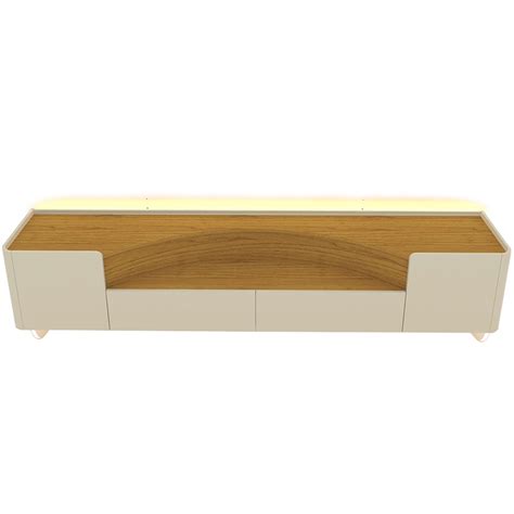 Rack Para Tv Com Led Pés Vidro Infinity 230 Off White Naturale Gelius