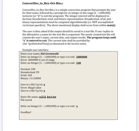Solved Convertdectohex Oct Binc