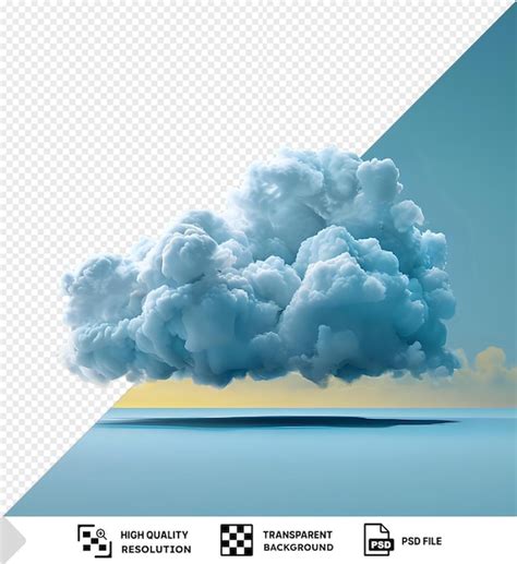 푸른 물과 하늘을 배경으로 투명한 배경에 고립된 초상화 구름 프리미엄 Ai 생성 Psd