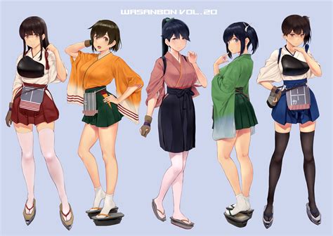 The Big Imageboard Tbib 5girls Akagi Kancolle Armor Bangs Black