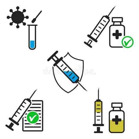 Vaccinpictogram Stapsgewijs Vaccineren Ingesteld Vector Illustratie
