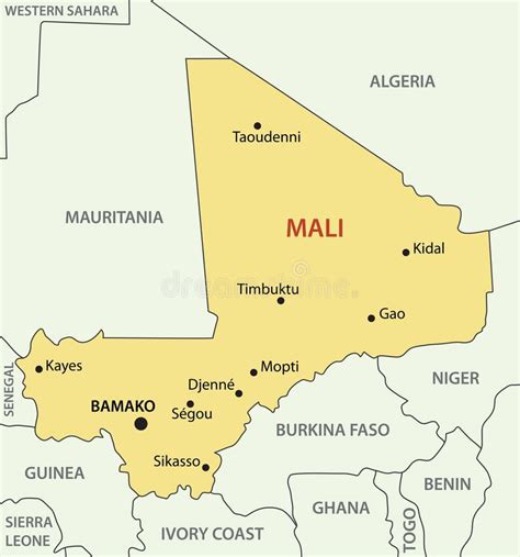 Republic Of Mali Vector Map Stock Vector Illustration Of
