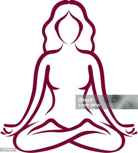 요가 미용 건강 로고 또는 상징 추상 여자 로터스 포즈에 앉아입니다 벡터 일러스트 레이 션 앉음에 대한 스톡 벡터 아트 및 기타 이미지 Istock