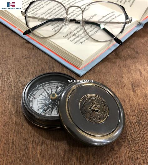 Brass Compass Engraved Robert Frost Poem The Road Not Taken Pocket