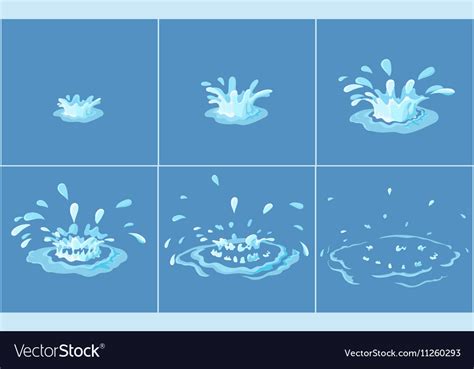 Water Splashes Frame Set For Game Animation Vector Image