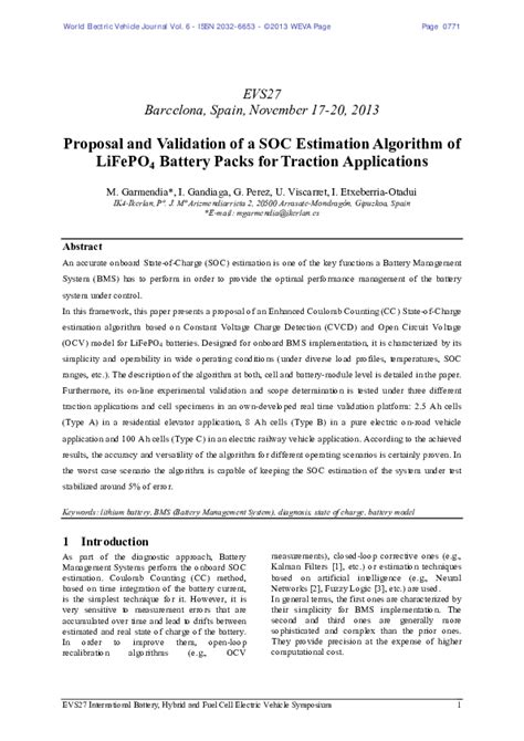 Pdf Proposal And Validation Of A Soc Estimation Algorithm Of Lifepo4 Battery Packs For