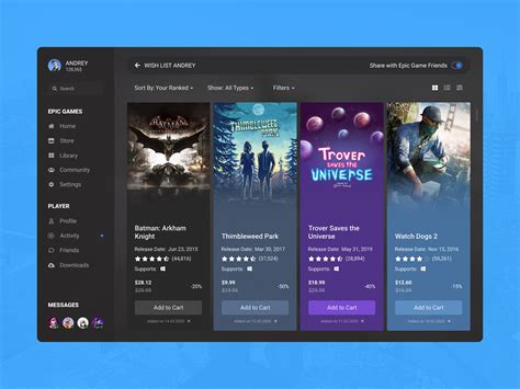 Concept Epic Games Application Uiux Behance