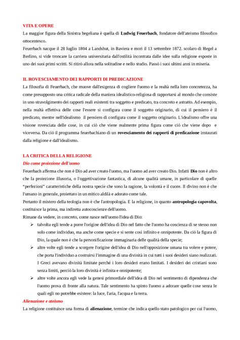 Feuerbach E Marx Concetti Docsity