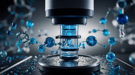 Glowing Microscope Icon With Floating Cells And Molecular Structures Stock Image Image Of