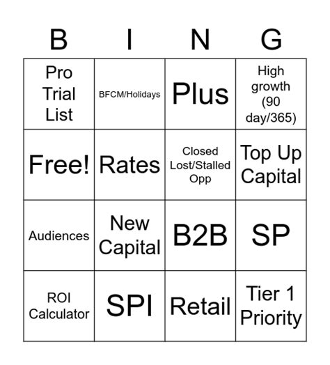 Spiff Bingo Card