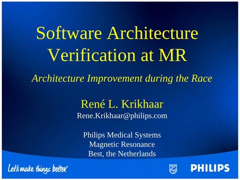 Pdf Software Architecture Verification At Mr · Software Architecture