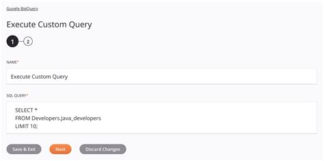 Execute Custom Query Activity Jitterbit Documentation