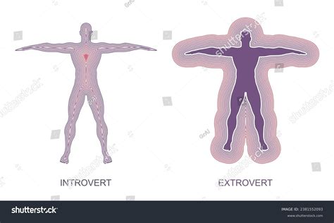 Introvert Extrovert Comparison Human Outline Silhouettes Stock Vector Royalty Free 2381552093