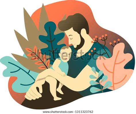 Father Son Portrait Father Holding His Stock Vector Royalty Free Shutterstock