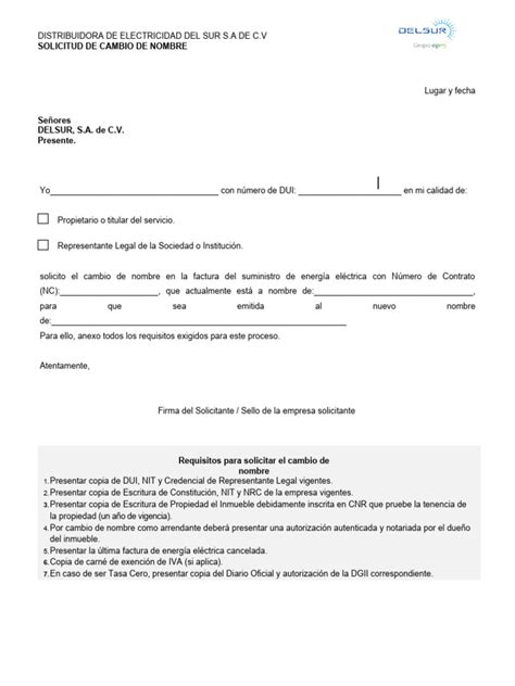 Solicitud De Cambio De Nombre Pdf