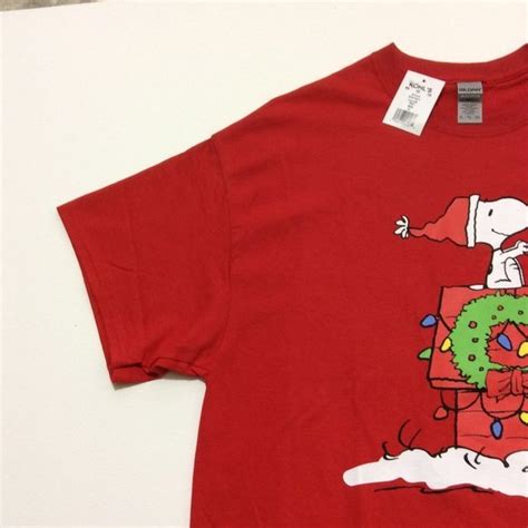 Peanuts Shirts Peanuts Mens Christmas Graphic Tshirt Size Xl Red
