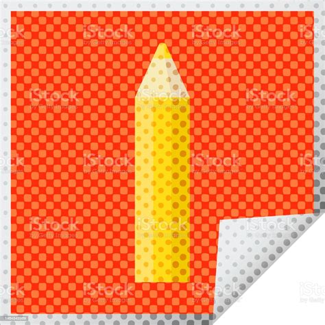Orange Coloring Pencil Graphic Vector Illustration Square Sticker Stock