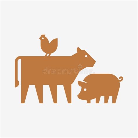 Farm Animals Logo Cow Pig And Chicken Stock Vector Illustration Of