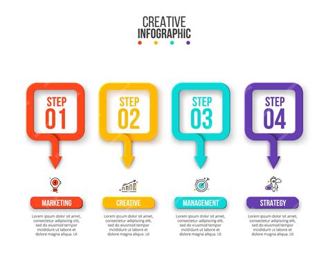 비즈니스 데이터 시각화 프로세스 차트 그래프의 추상 요소 4단계 옵션 부품 또는 프로세스가 있는 다이어그램 프레 젠 테이 션에 대 한 벡터 비즈니스 템플릿입니다