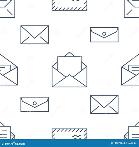Seamless Pattern With Envelopes Flat Line Icons Mail Background