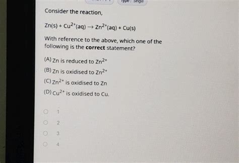 Consider the reaction Zn s Cu2 aq Zn2 aq Cu s | StudyX