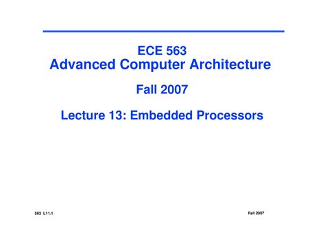 Embedded Processors In Computer Architecture Lecture Slides 332 563 Docsity