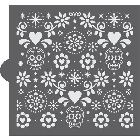 Day Of The Dead Background Stencil For Cookies Printable Stencil