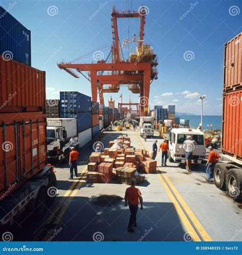 Loading Containers On A Cargo Ship Stock Illustration Illustration Of