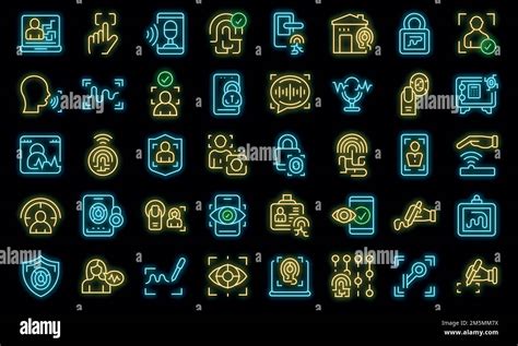 Handwriting Identification Icons Set Outline Vector Access Approve Biometric Authentication