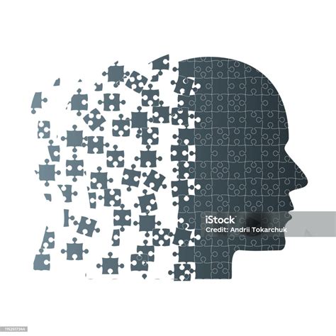 Vektor Siluet Kepala Tekateki Potongan Jigsaw Ilustrasi Stok Unduh