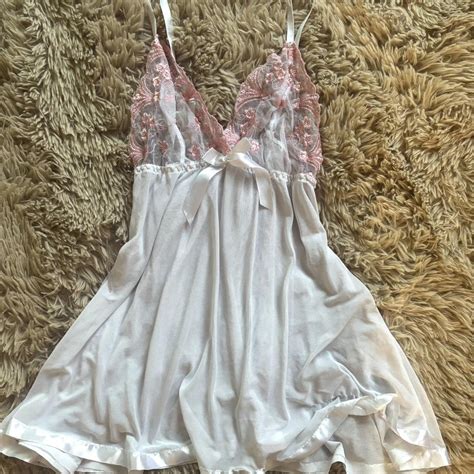White And Pink Lingerie Slip Dress Size S M 🕷️dm Depop