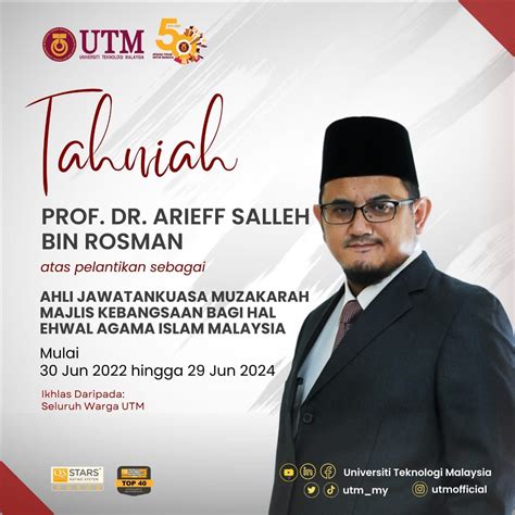Tahniah Diucapkan Kepada Prof Dr Arieff Salleh Bin Rosman Atas Pelantikan Sebagai Ahli