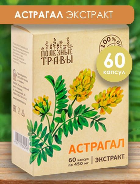 Астрагала экстракт, серия "Полезные травы".(60 капсул). Пчела и Человек ...
