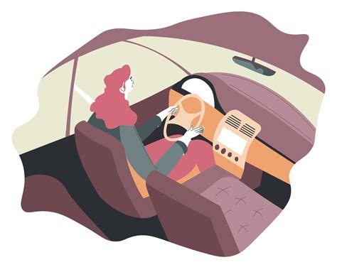 Female Character Driving Car Lady By Wheel Vector 17794849 Vector Art