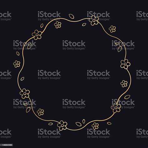 골드 라운드 플로랄 프레임 개요 낙서 봄 식물 서클 테두리 템플릿 결혼식 인사말 카드에 대한 번성 디자인 요소 외형선에 대한