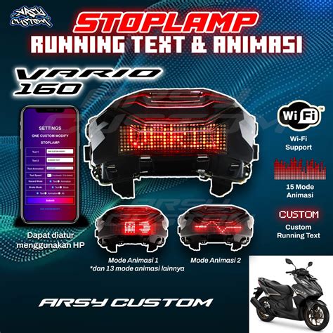 Jual Stoplamp Running Vario 160 Text Animasi Lampu LED Rem Variasi