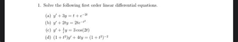 Solved 1 Solve The Following First Order Linear