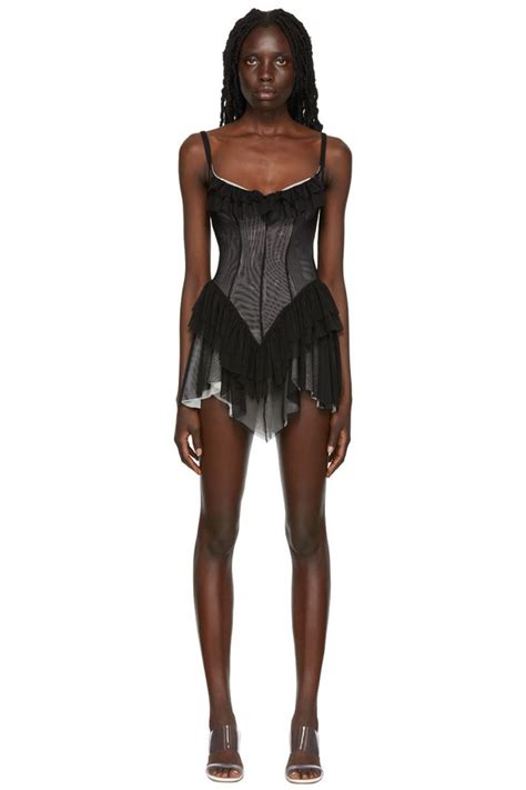 Kathryn Bowen Black Ruffle Minidress Ssense 20s Fashion Dresses