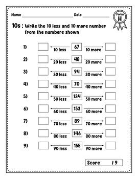 Adding And Subtracting 10s Ten More Ten Less Worksheets Skip Counting By 10s