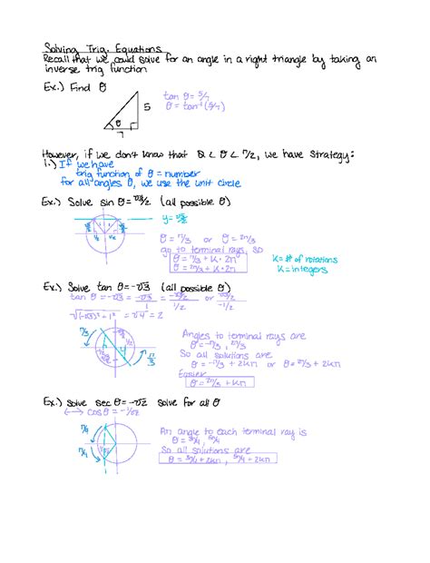 Solving Trig Functions Part 1 Solving Tr I G Equations Recall That We Could Solve For An Angle