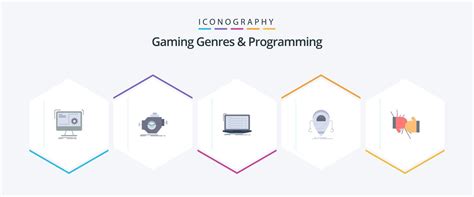 gaming genres and programming 25 flat icon pack including droid