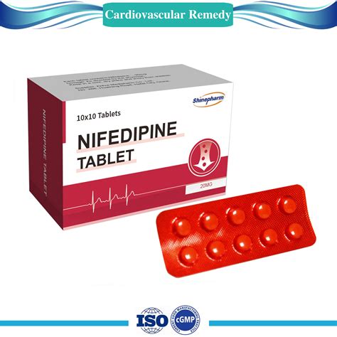 Cardiovascular Remedy Nifedipine Tablet 20mg With GMP Western Medicine